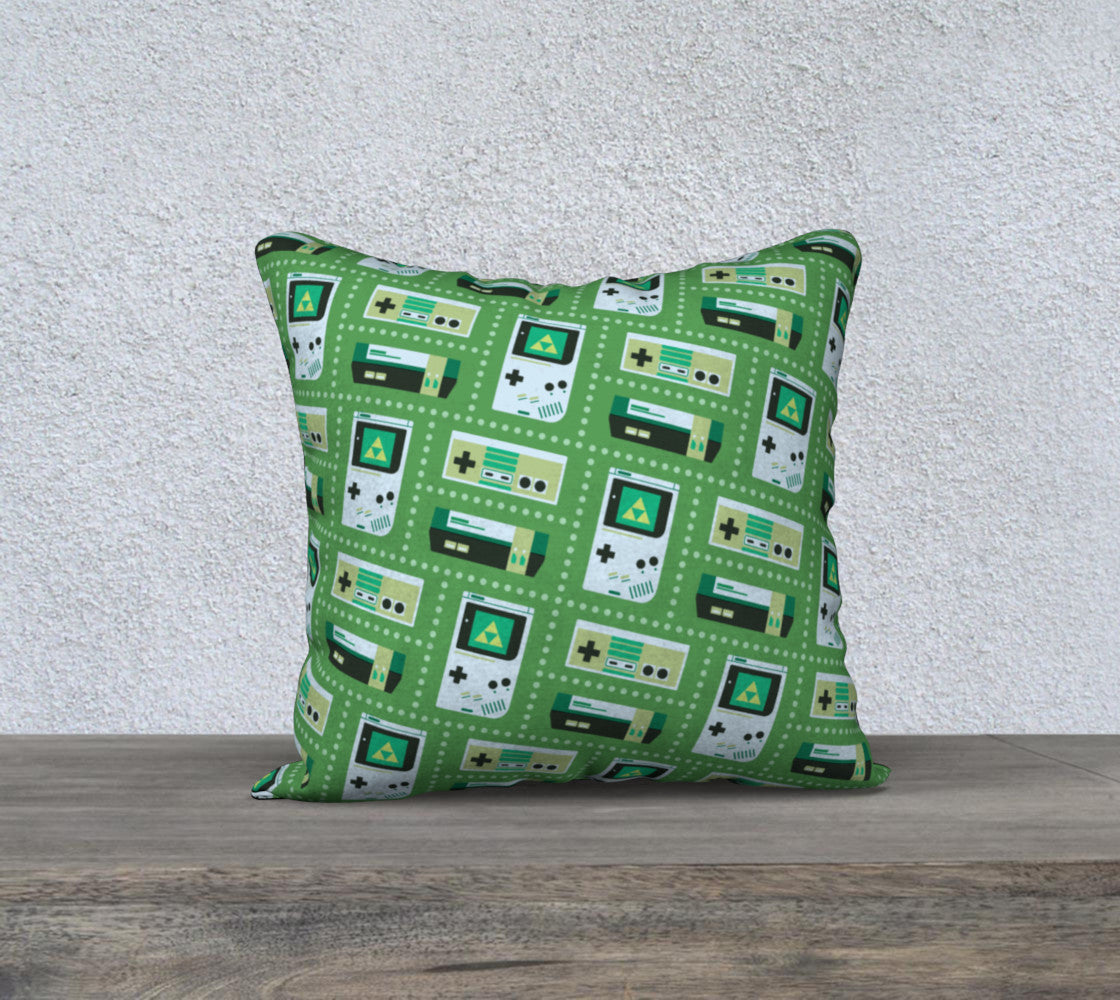 Nintendo Consoles, Zelda Pattern Pillow (Green) — Retro Modding